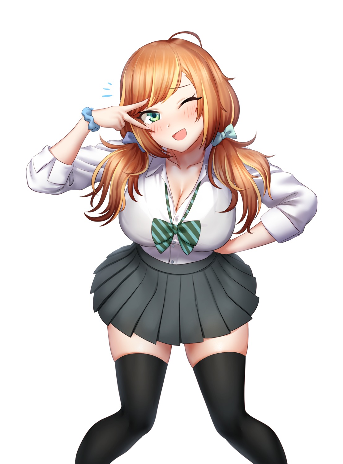 greenteamousou last origin benevolent leanne cleavage seifuku thighhighs | #872973 | yande.re